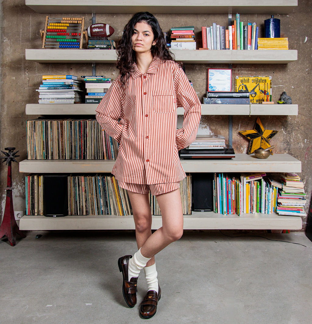 Pockies© - Lady Terracotta Striped Pyjama Shorts